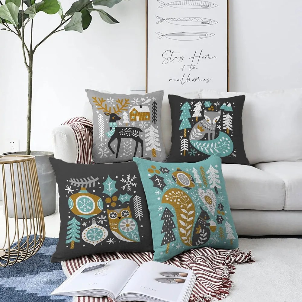Povlaky na polštáře v sadě 4 ks s vánočním motivem 43x43 cm Merry Christmas – Mila Home