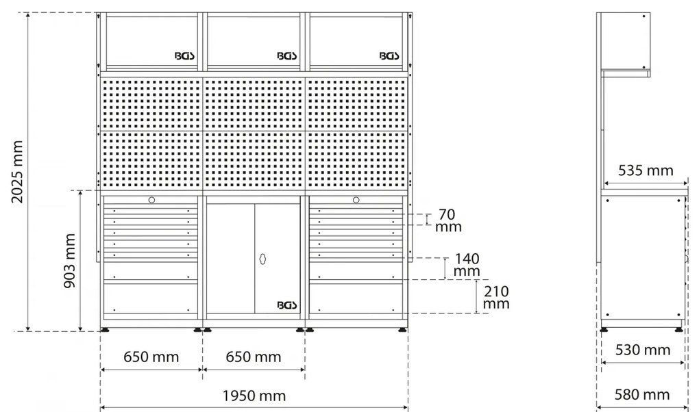 Systém nástěnných jednotek, dřevo | 3 moduly, BGS 80100