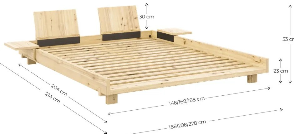 Hnědá dvoulůžková postel z borovicového dřeva s roštem 160x200 cm Social – Karup Design