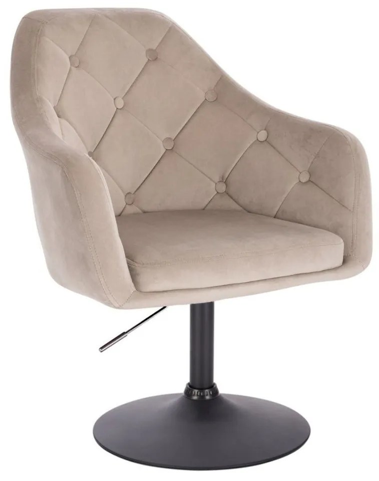 LuxuryForm DESIGN Otočné křeslo ANDORA VELUR na černém talíři - latte