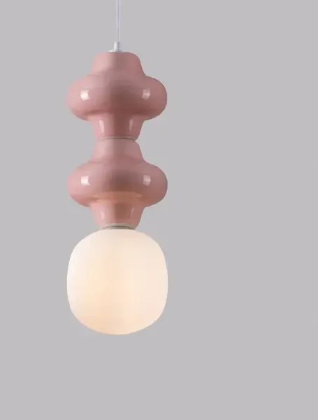 LED růžovo-bílý designový lustr Clio