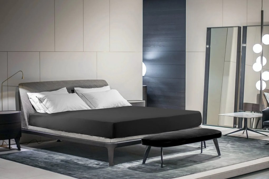 ELASTICKÉ JERSEY PROSTĚRADLO 200X220 CM, VÝŠKA 30 CM ČERNÁ