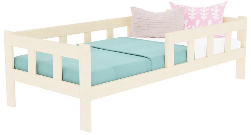 Benlemi Dřevěná jednolůžková postel FENCE 4v1 se zábranou Zvolte barvu: Béžová, Zvolte rozměr: 90x160 cm, Zvolte zábranu: S jednou zábranou