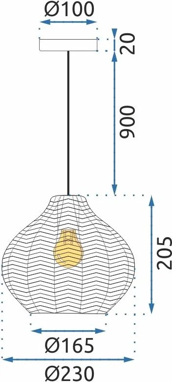 Toolight - Retro skleněná stropní lampa E27 60W APP893-1CP, oranžová, OSW-05695