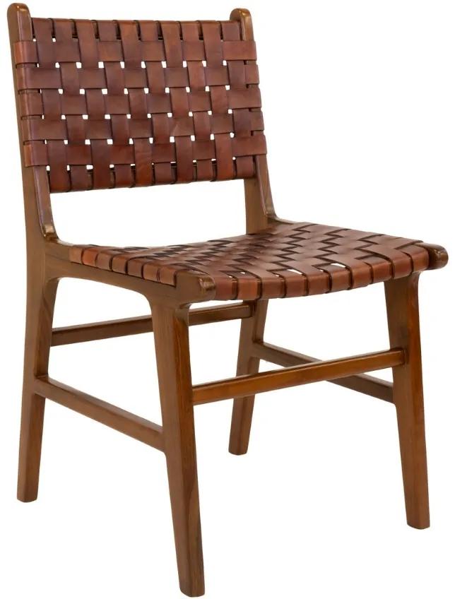OnaDnes -20% Nordic Living Hnědá kožená jídelní židle Molie s výpletem