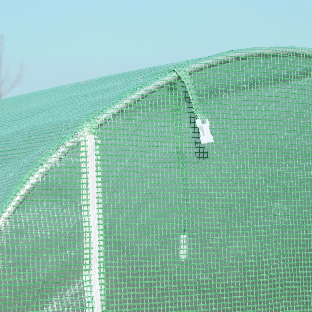 Tunelová skleník Outsunny zahradní se zastavěnou plochou 6 m² 3L x 2Š x 2,10V m, zesílený trubkový rám, dvojitě zipová vrata, 4 okna s rolovacími fun…