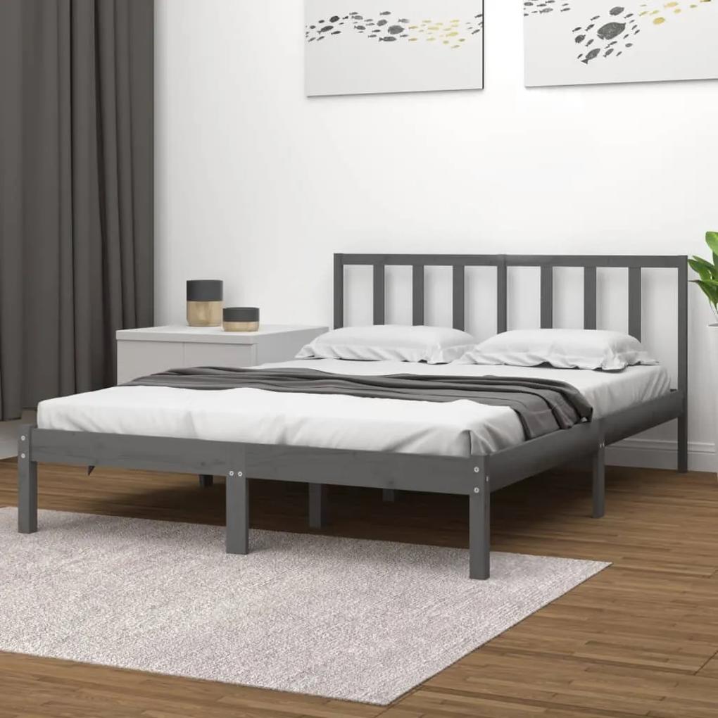 Rám postele šedý masivní borovice 160 x 200 cm,  3105083