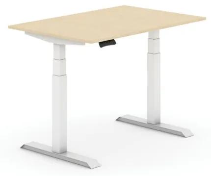 Výškově nastavitelný stůl, elektrický, 625-1275 mm, deska 1200x800 mm, bříza, bílá podnož