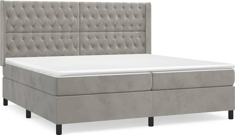 Box spring postel s matrací světle šedá 200x200 cm samet 3132879