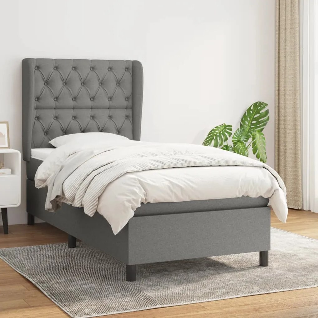 Box spring postel s matrací tmavě šedá 80 x 200 cm textil 3128158