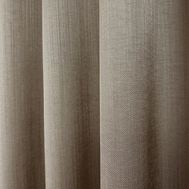 Záclona/Závěs béžovo-hnědá Linen Mist s efektem lnu a olůvkem Ervi 4451