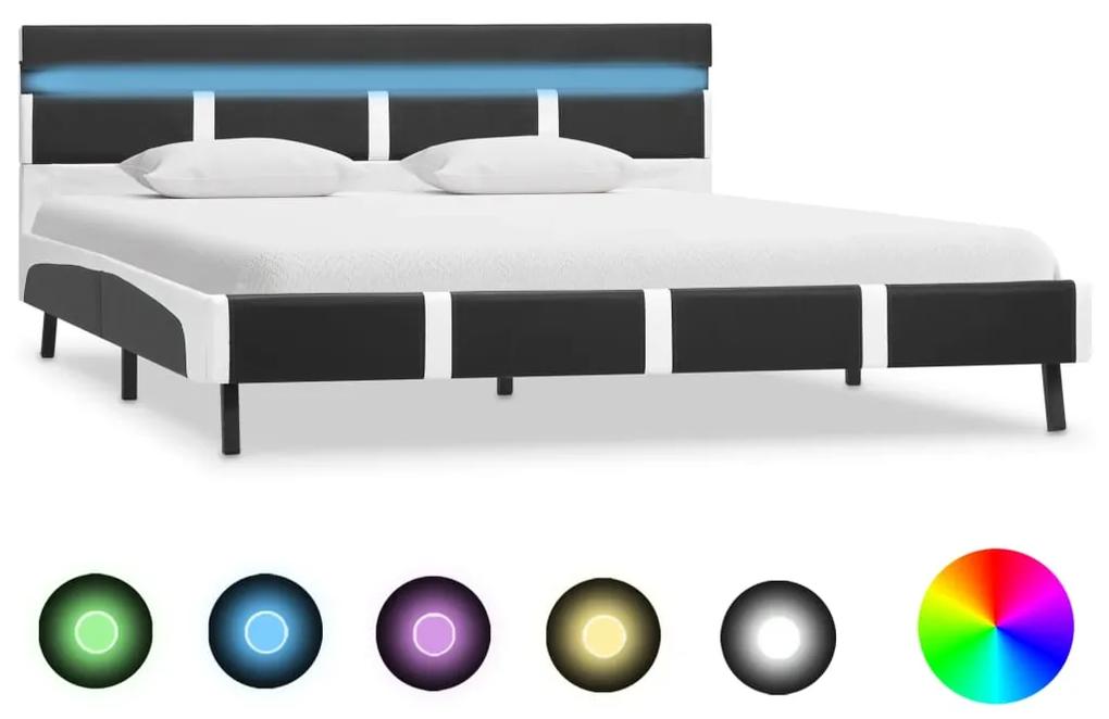 280309 vidaXL Rám postele s LED světlem šedý umělá kůže 140 x 200 cm