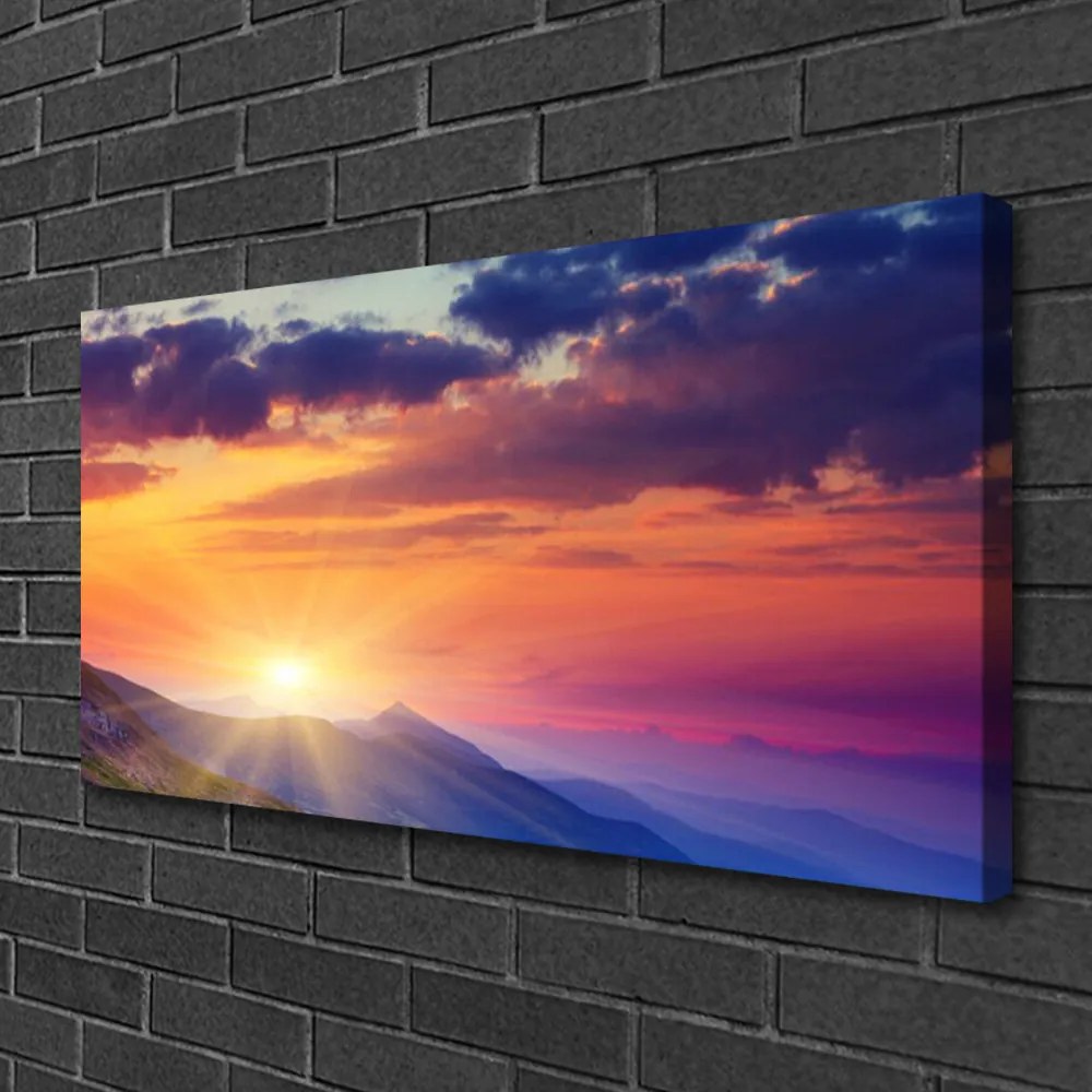Obraz na plátně Slunce Hory Krajina 100x50 cm