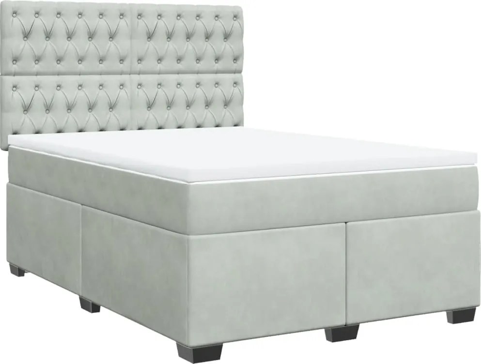 Box spring postel s matrací světle šedá 140x200 cm samet 3293236
