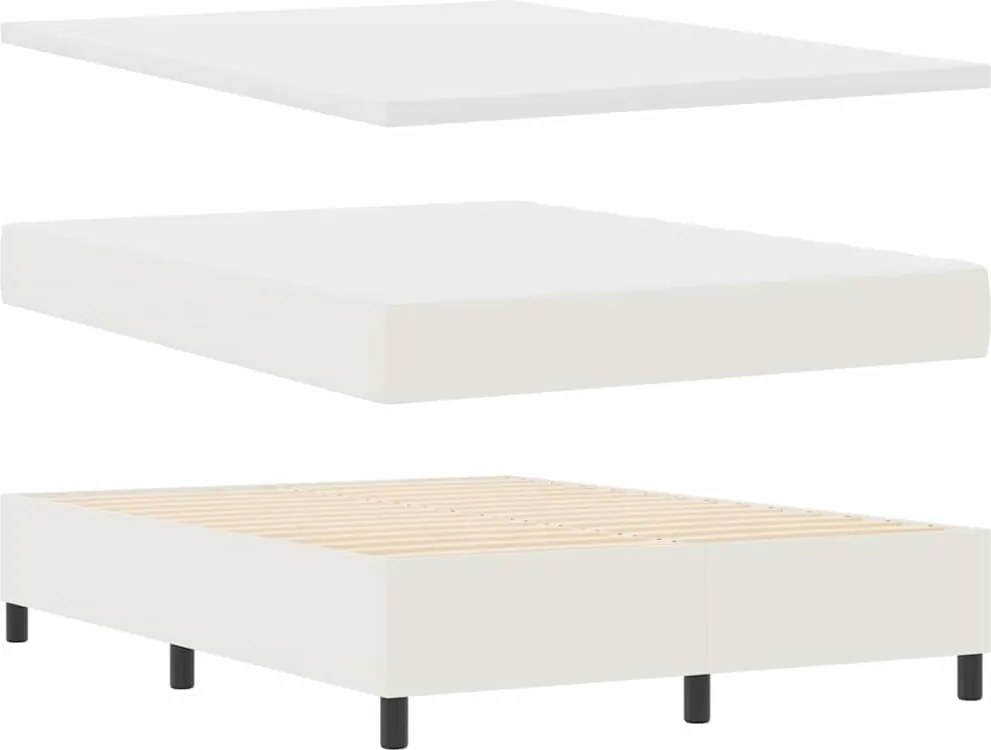 Postel s boxspringem s čelo Krémová a bílá 160 x 200 cm 3337565