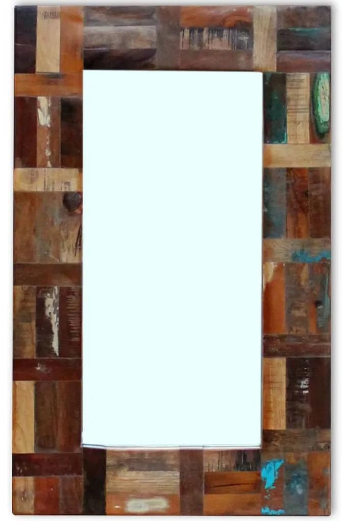 Zrcadlo masivní recyklované dřevo 80 x 50 cm - Default Title