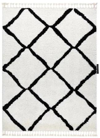 koberec BERBER CROSS, bílá střapce, Maroko, Shaggy velikost 200x290 cm | krásné koberce cz