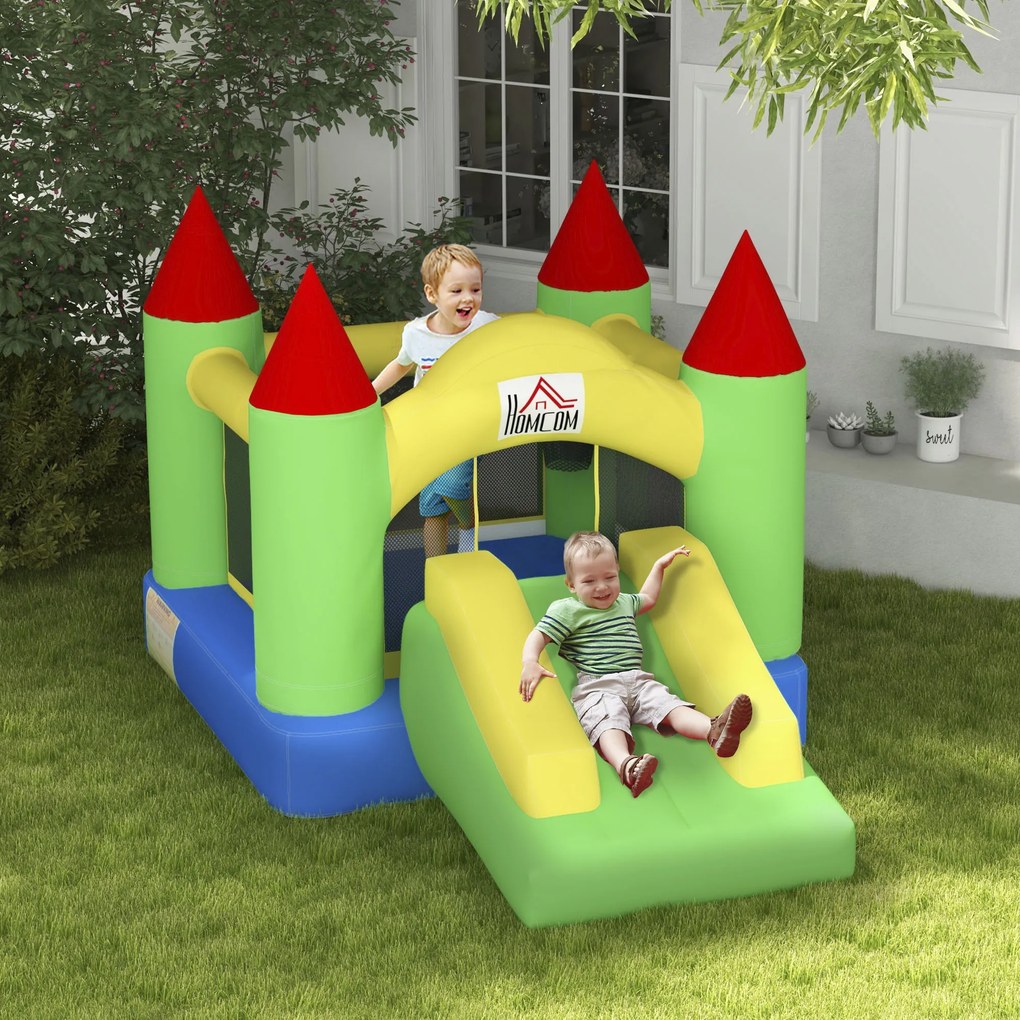 HOMCOM nafukovací skákací hrad foukačka dětský skákací hrad hrací skluzavka trampolína bezpečnostní síť 3-10 let Oxford 300x180x160cm