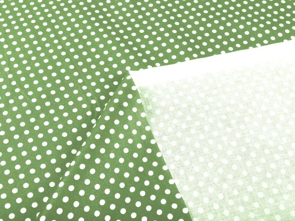 Biante Bavlněný závěs Sandra SA-336 Bílé puntíky na zeleném 130x190 cm