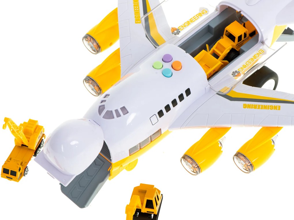 Creative Corner Letadlo Transporter + 6 vozů stavební vozidla boční/přední
