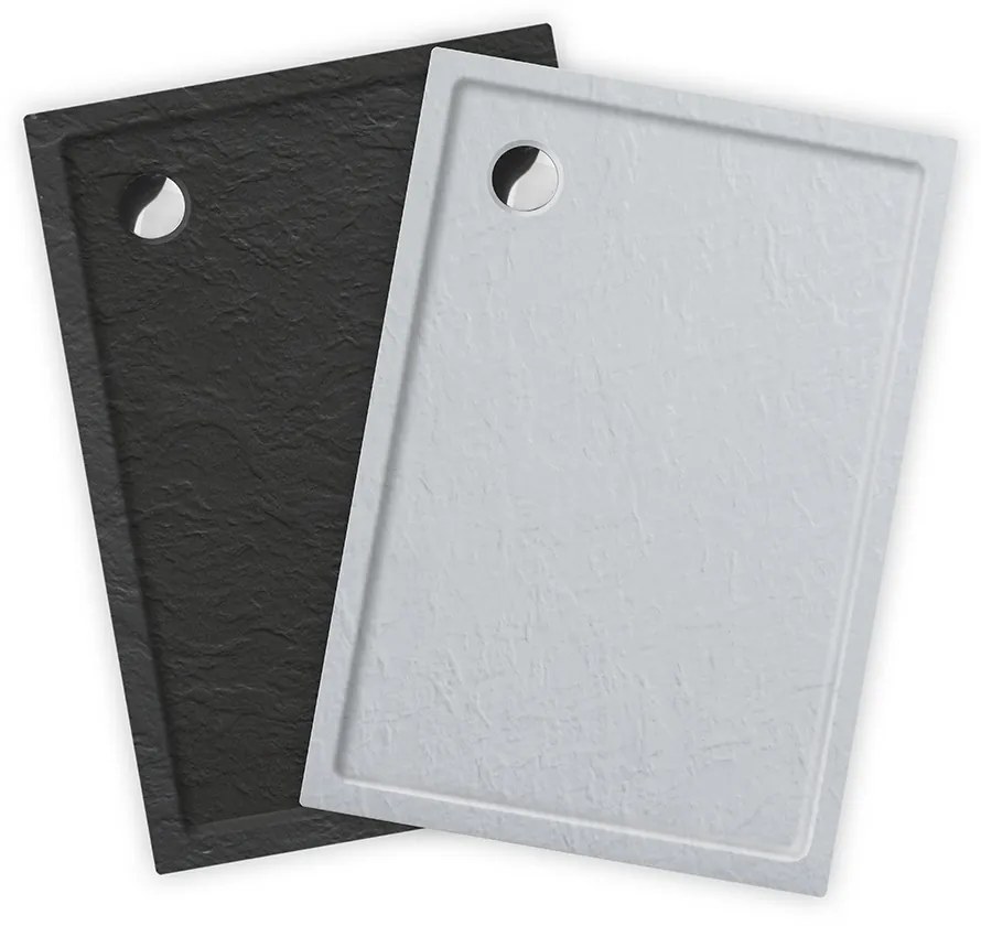 Roth Čtvercová nebo obdélníková akrylátová sprchová vanička FLAT STONE EFFECT Varianta: rozměry: 100x90 cm, barva: Bílá - (FLAT STONE WHITE 1000x900 - 8000321)