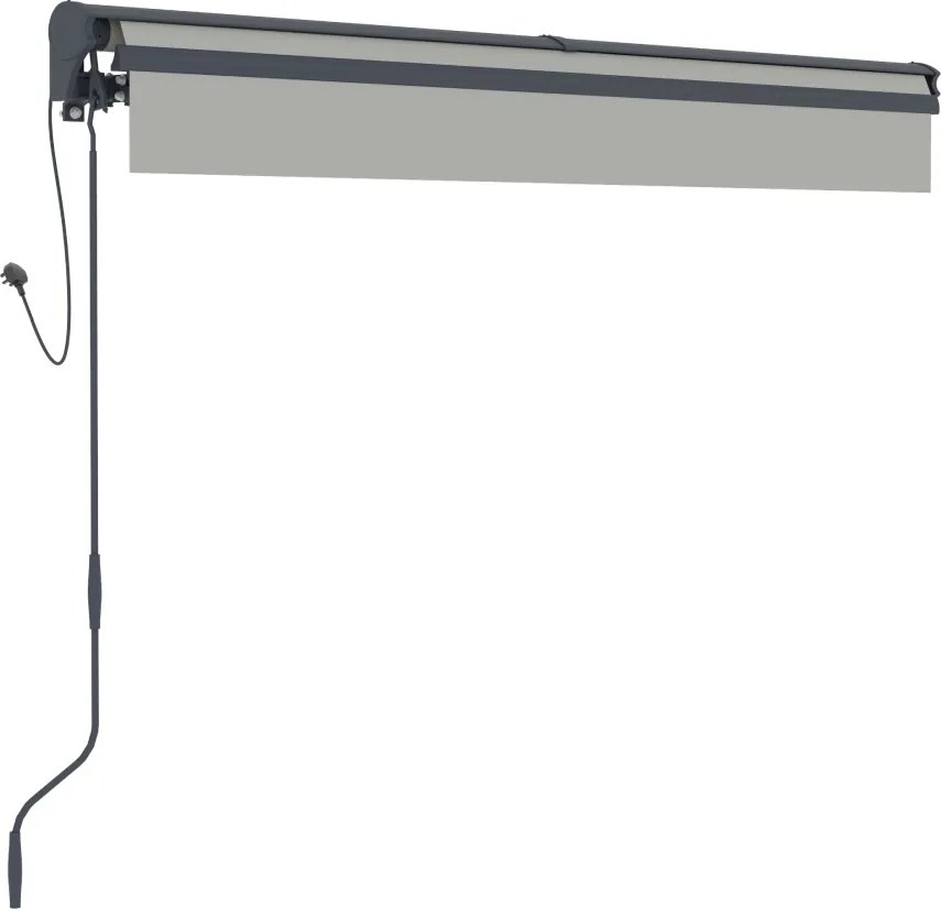 Elektrická markýza s LED osvětlením BestBerg BBSU-EL250LG / 250 x 200 cm / světle šedá