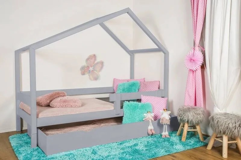MAXIDO Dětská postel domeček Dita s přistýlkou 200x90 přírodní