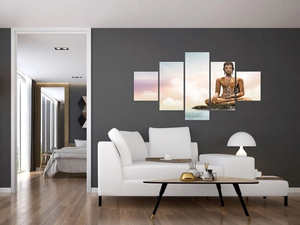 Obraz - Buddha dohlížející na zemi (125x70 cm)