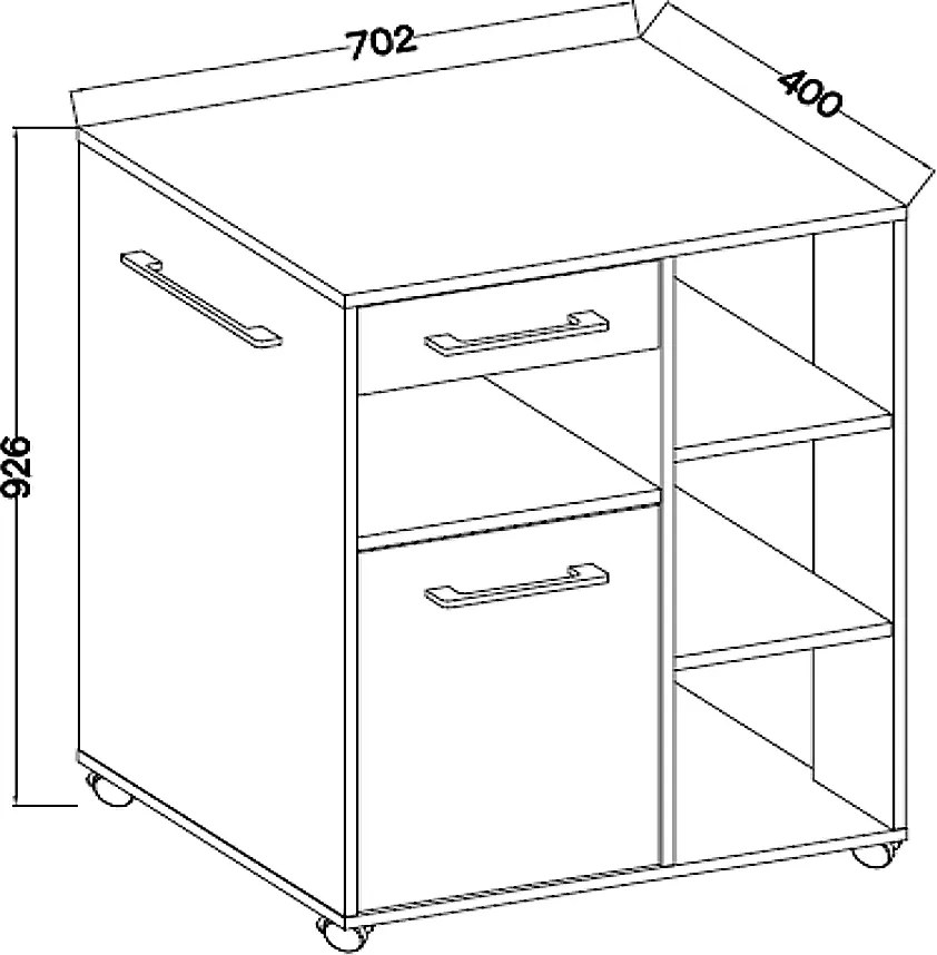 Kredenc příborník VIGO | 70 cm | na kolečkách | lancelot/bílá lesk