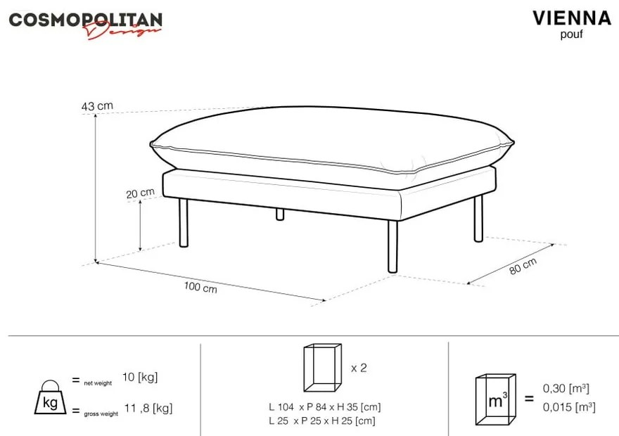 Petrolejově zelená sametová podnožka Cosmopolitan Design Vienna, 100 x 80 cm