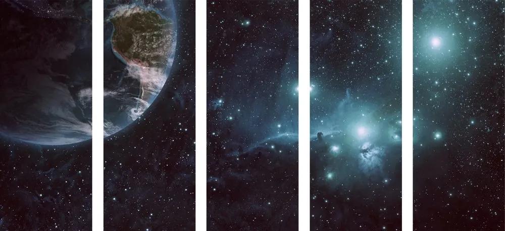 5-dílný obraz planeta ve vesmíru - 100x50 cm