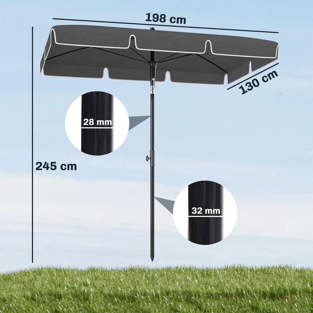 Outsunny slunečník plážový slunečník zahradní slunečník slunečník balkonový slunečník ochrana proti slunci skládací šedý | Aosom