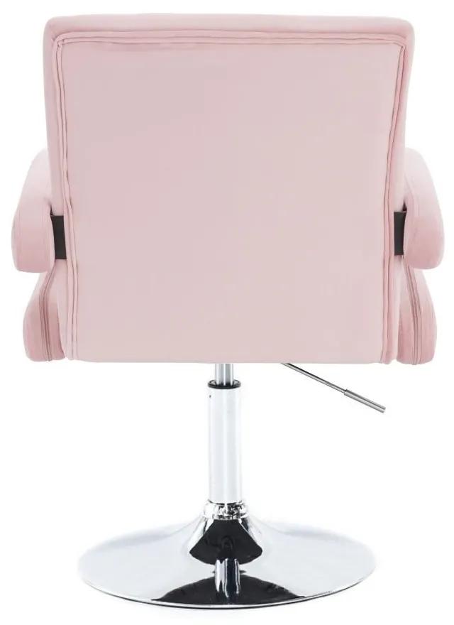 LuxuryForm Židle BOSTON VELUR na stříbrném talíři - světle růžová