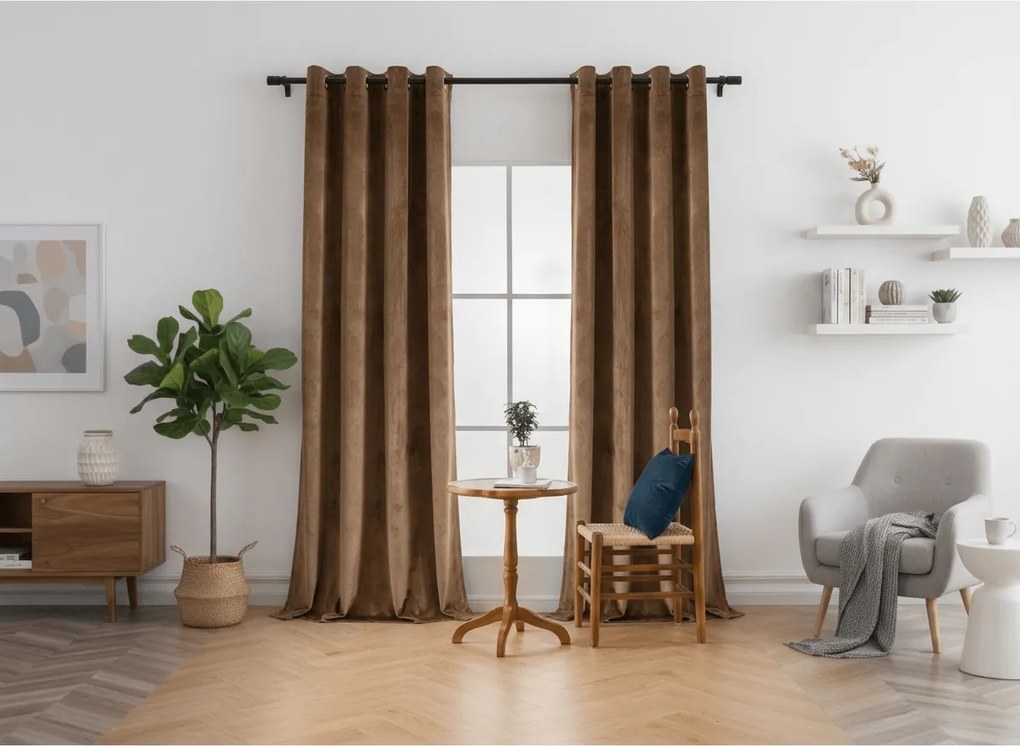 Zatemňovací závěs DREAM VELVET 140x230 cm, skořicově hnědý Zavěšení: Kovové kroužky