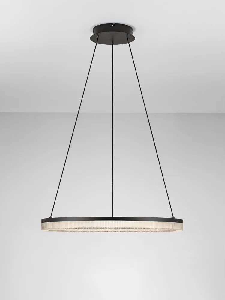 Matně černé hliníkové LED stmívatelné závěsné svítidlo se stínidlem z akrylového skla ø 60 cm Lonela – Nova Luce