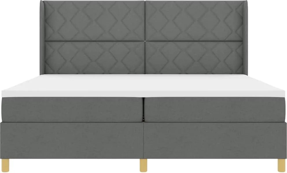 Postel s boxspringem s čelo Tmavě šedá 200 x 200 cm textil 3341918