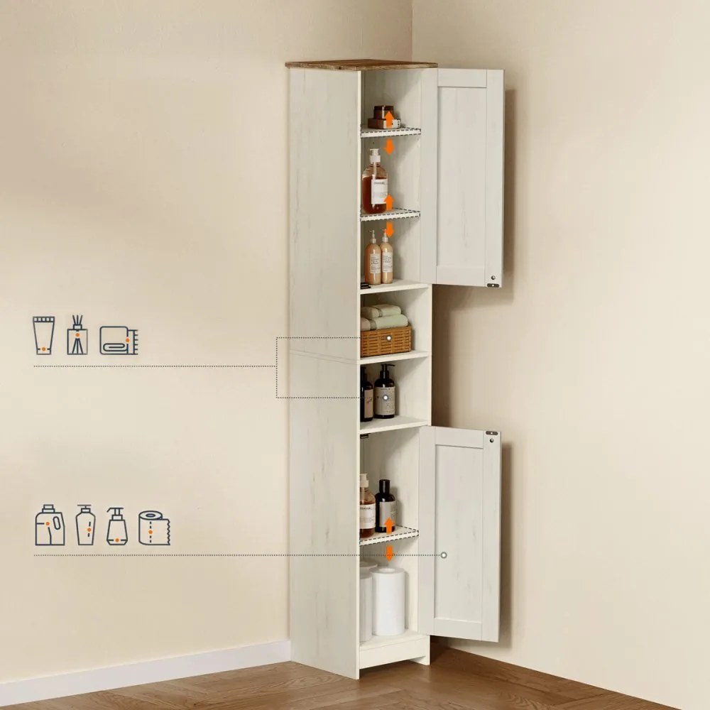 Koupelnová skříňka 30x30x170cm AUK-E1166 WT, mdf, bílá
