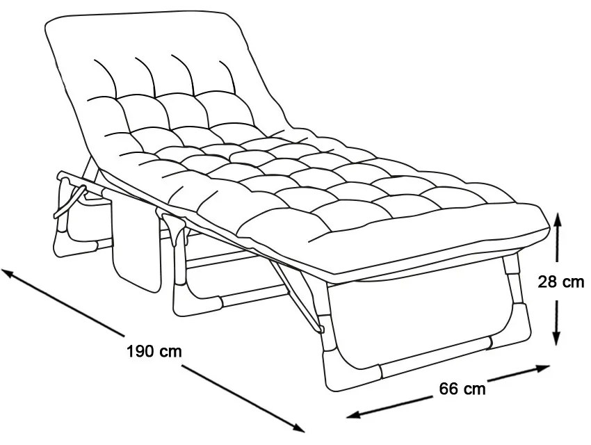 Skládací kempingová postel s nastavitelnou opěrkou hlavy a matrací ve 2 barvách