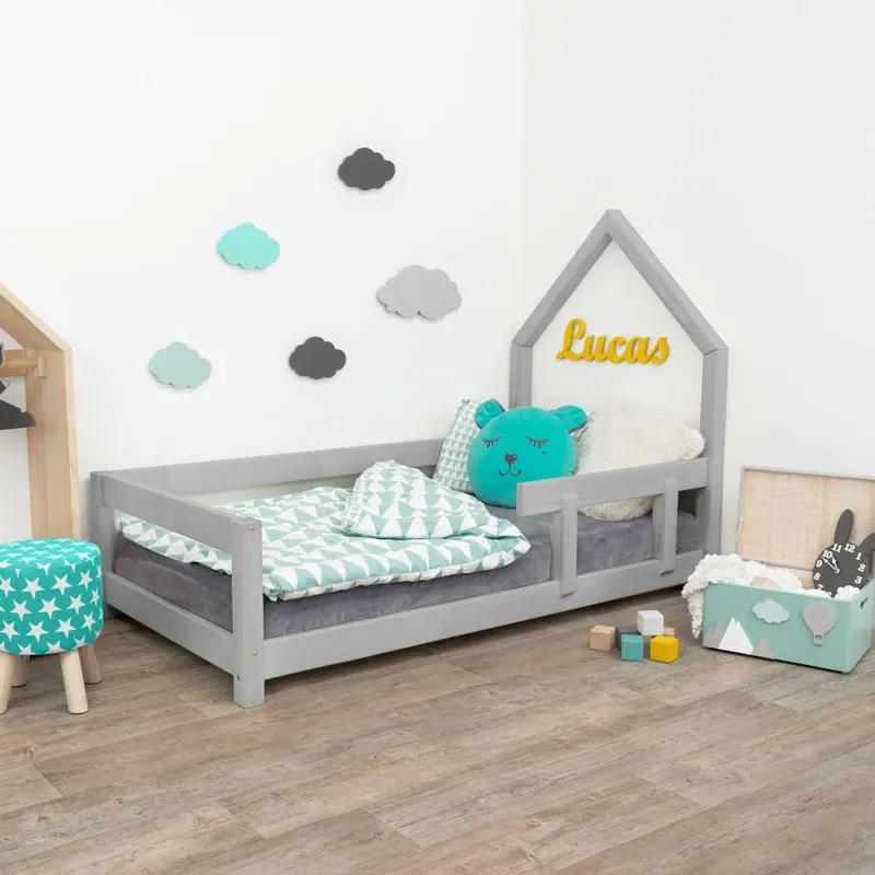 Benlemi Dětská postel domeček POPPI s bočnicí vpravo Barva: Šalvějová zelená, Rozměr: 90 x 200 cm