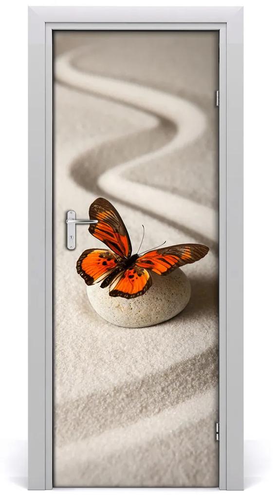 Samolepící fototapeta na dveře Kámen zen a motýl | BIANO