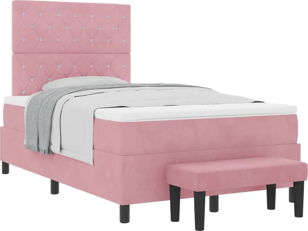 Postel s boxspringem s čelo Růžová 190 x 120 cm samet 3344437