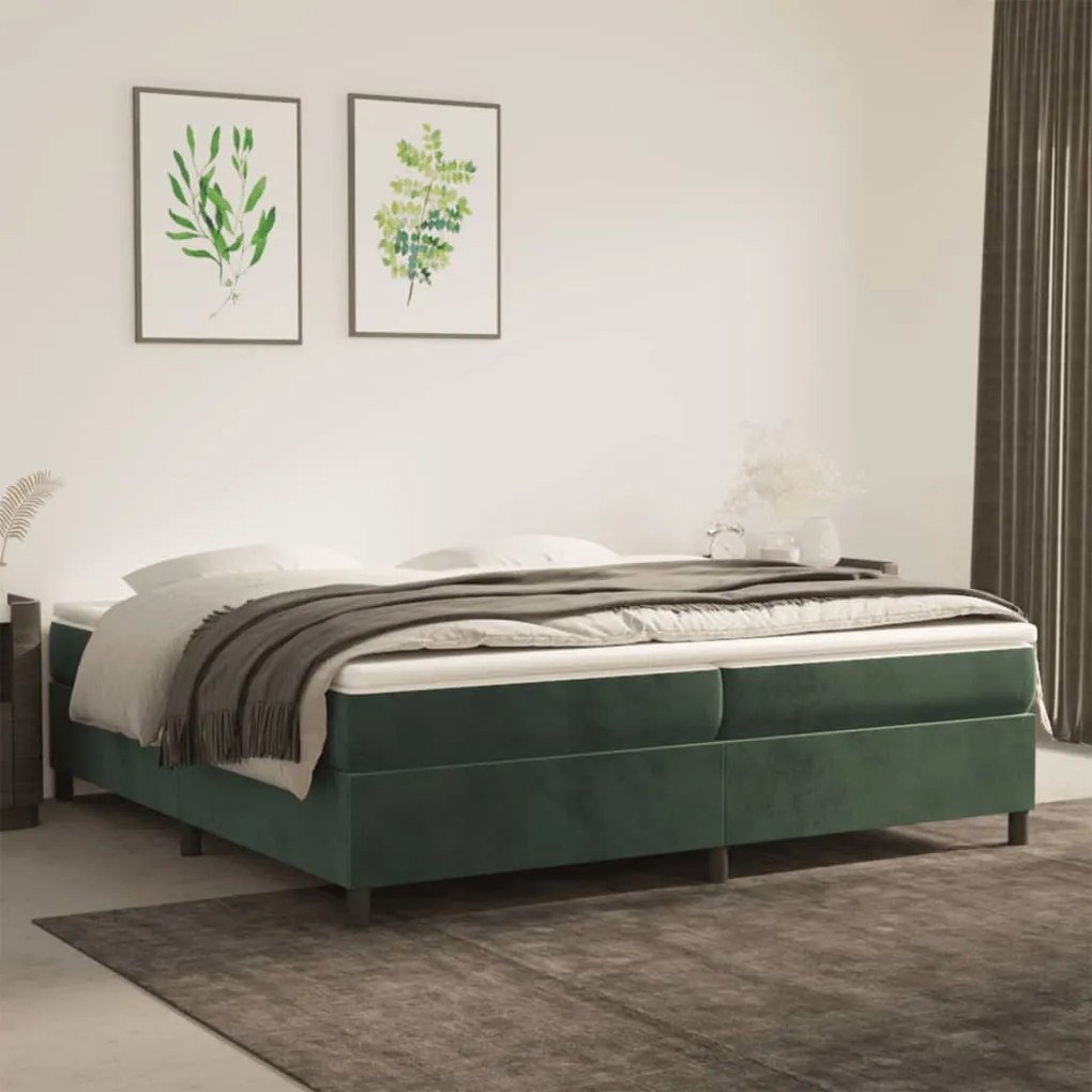 Rám postele s boxspringem tmavě zelená 200 x 200 cm samet 3121141