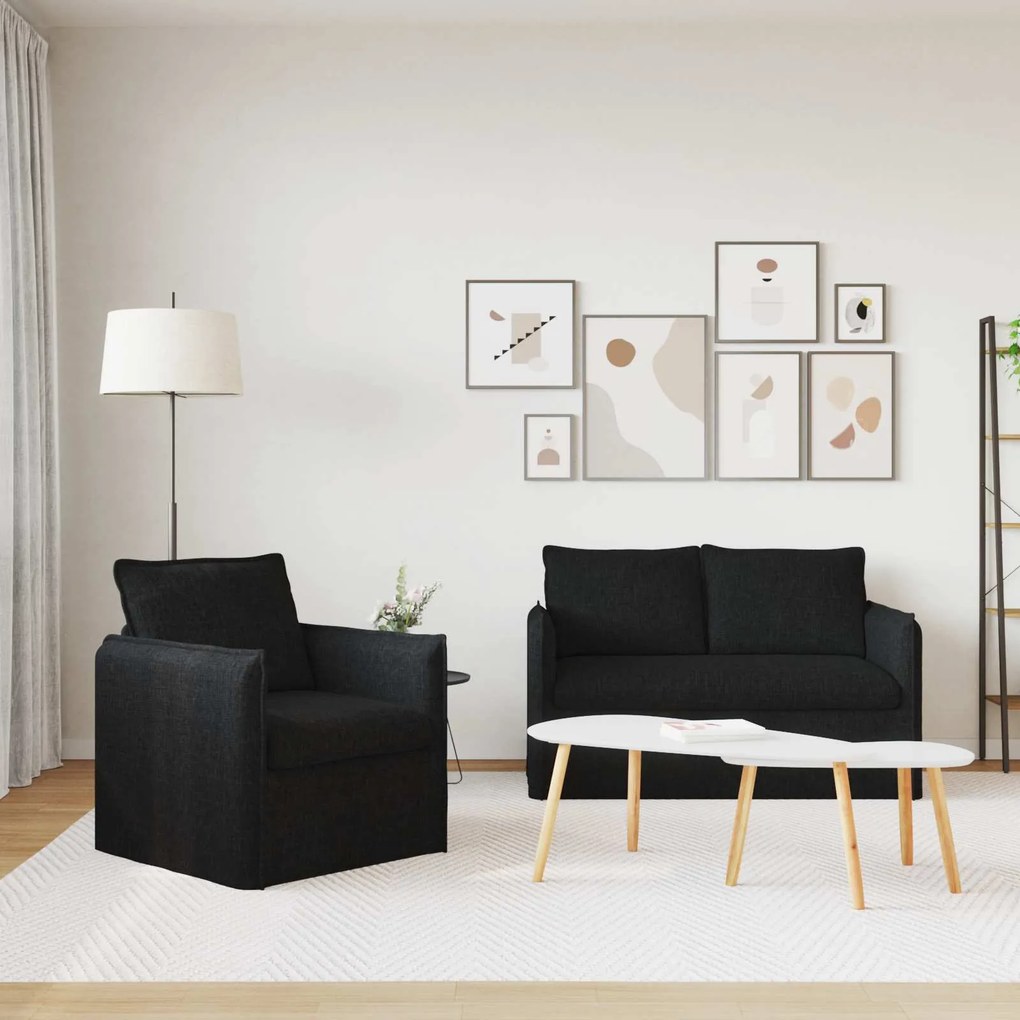 Set pohovek 2 ks Černá Textil 3407525