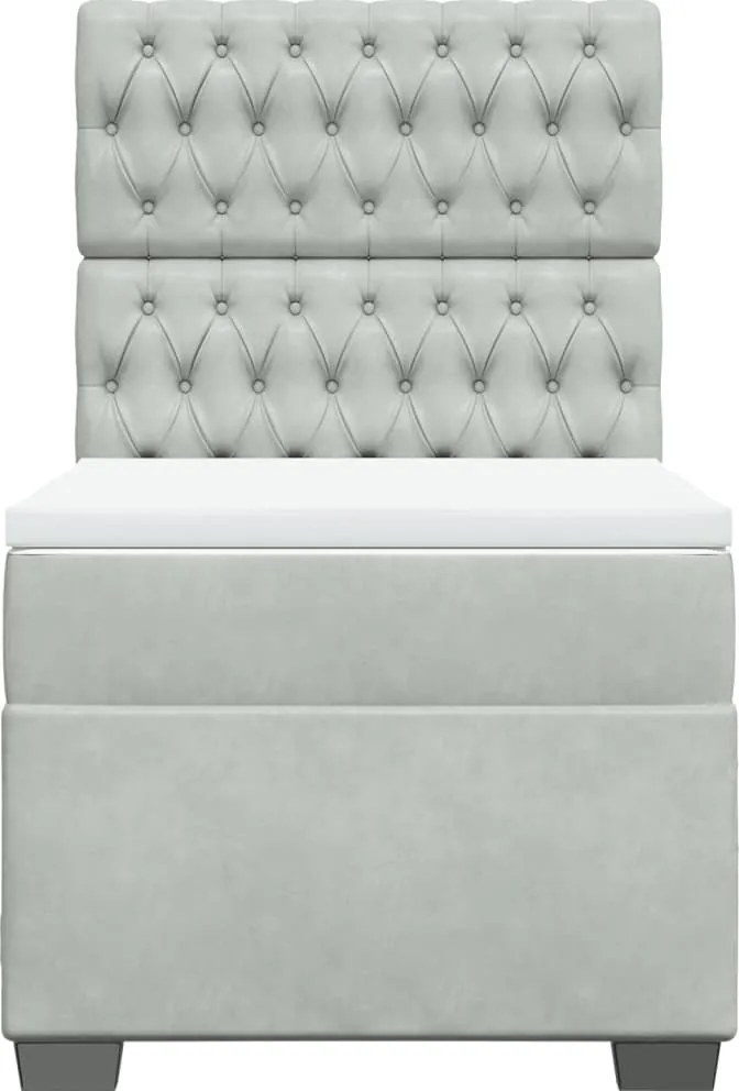 Box spring postel s matrací světle šedá 90x190 cm samet 3290792