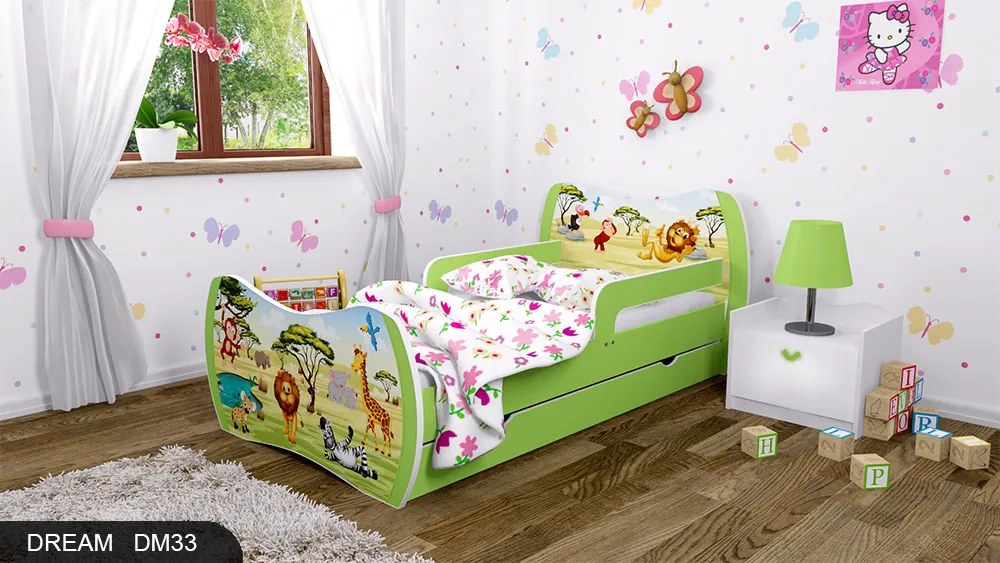 Dětská postel Dream vzor 33 140x70 cm zelená