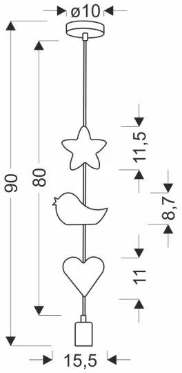 Dětský lustr na lanku TRIO 1xE27/20W/230V růžová/bílá
