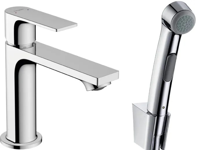 Hansgrohe Rebris E, umyvadlová baterie 110 s ruční sprchou Bidette a sprchovou hadicí 160 cm, bez odtokové soupravy, chromová, 72216000