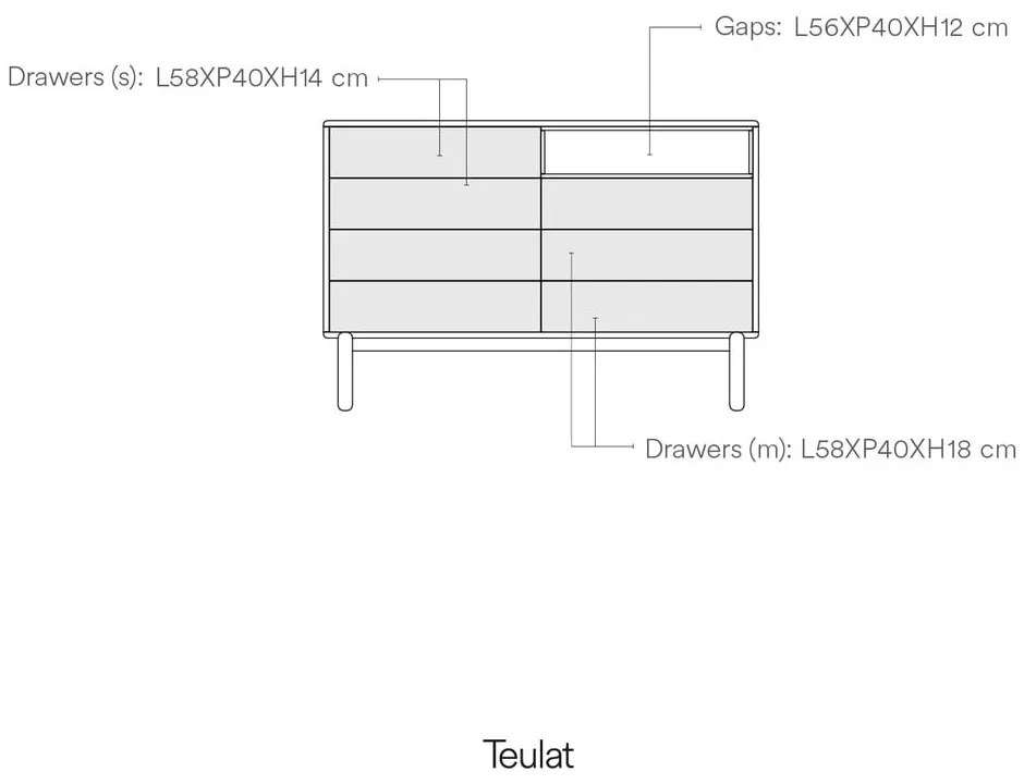 Tmavě šedá nízká komoda 120x90 cm Corvo - Teulat