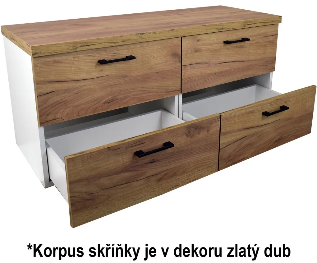 Comodo Koupelnová skříňka pod deskové umyvadlo Agria NEW GO 120-HD - zlatý dub/zlatý dub