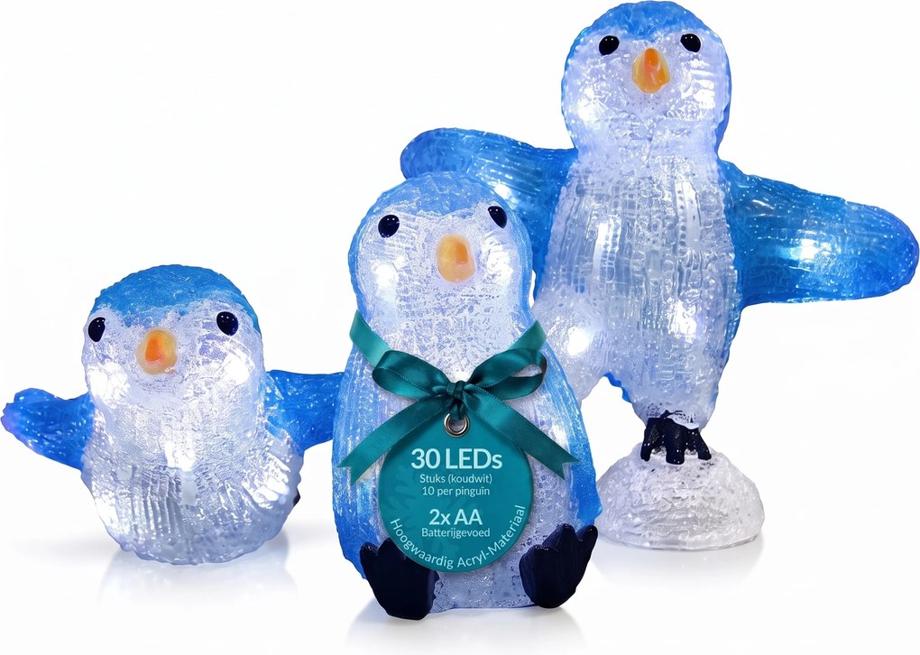 LED akryl figurky Vánoce tučňák-rodina